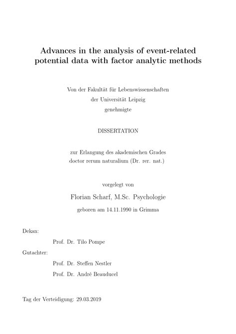 Pdf Advances In The Analysis Of Event Related Potential Data With Factor Analytic Methods