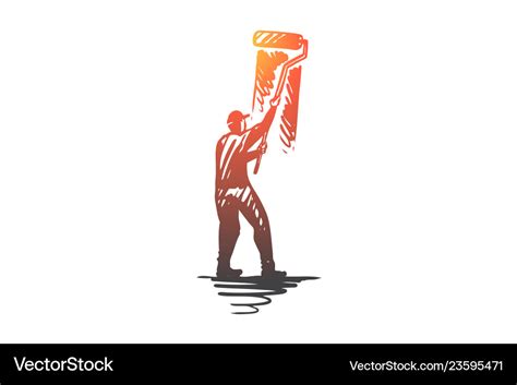 Painting Wall Brush Roller Design Concept Vector Image