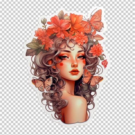 Premium Psd Beautiful Girl Stickers Png