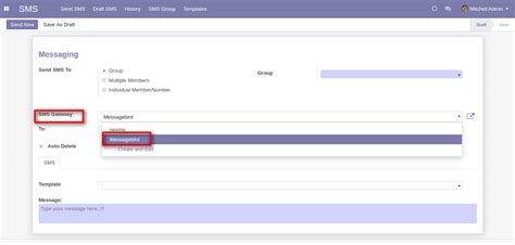 Odoo MessageBird SMS Gateway WebKul