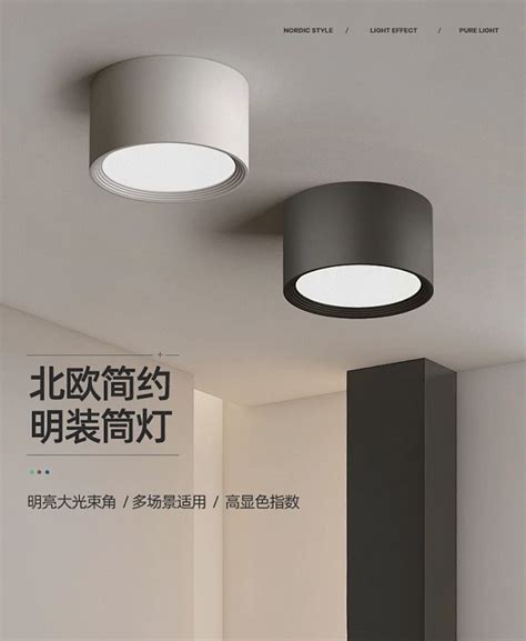 明装筒灯 圆形极简灯led吸顶式筒灯轻奢客厅卧室过道灯无主灯照明 天猫 花瓣网