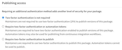 npm require two factor authentication or automation tokens · issue