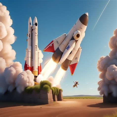 Premium Ai Image 3d Animation Style Taking Off A Rocket Made 1
