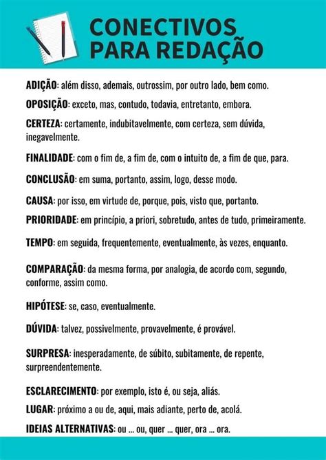Conectivos Para Redação Lista E Tipos Toda Matéria Conectivos
