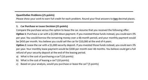 Solved Quantitative Problems 25 Points Please Show Your