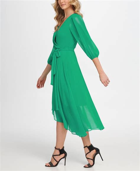 Dkny Balloon Sleeve Faux Wrap Dress Macys