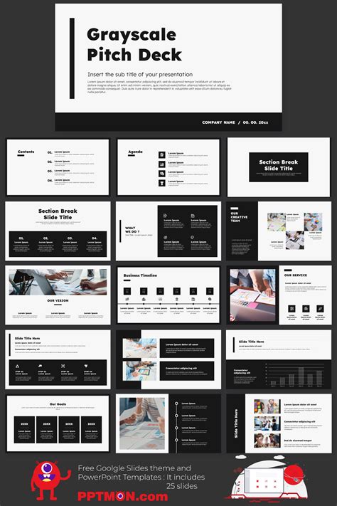 Grayscale Pitch Deck Free Presentation Design