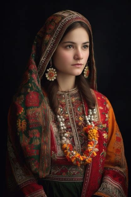 Premium Ai Image Portrait Of A Young Woman Wearing Traditional Ethnic