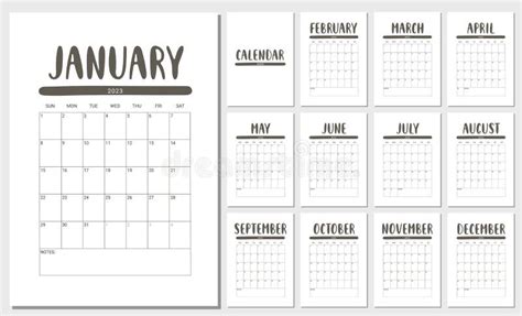 Calendario Vectorial Para 2023 Año Diseño De Papel Para Imprimible