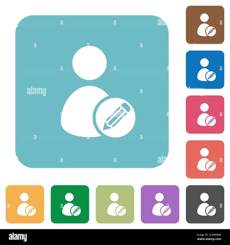 Flat Edit User Account Icons On Rounded Square Color Backgrounds Stock Vector Image And Art Alamy