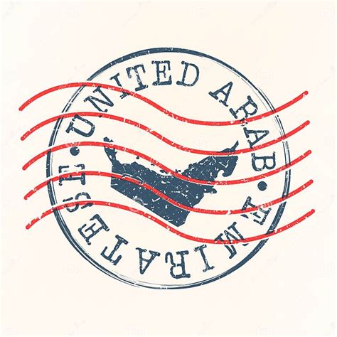 United Arab Emirates Stamp Postal Map Silhouette Seal Passport Round