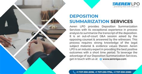 AEREN LPO makes your litigation process faster and easier with our perfect Deposition ...