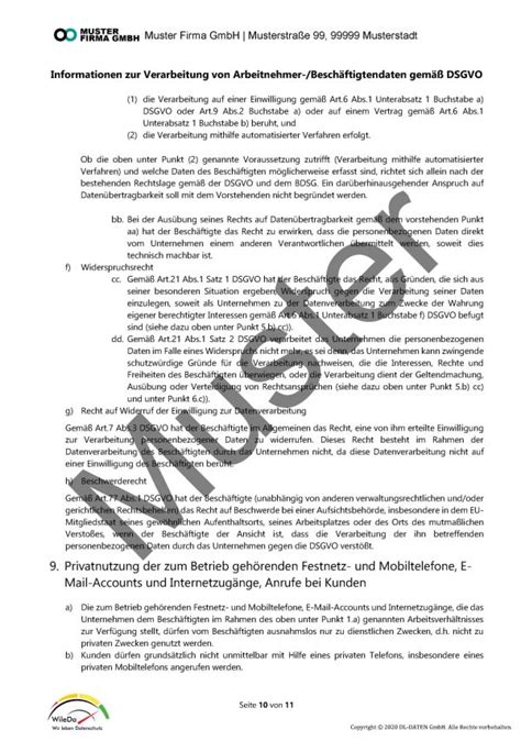 Datenschutzerkl Rung Vorlage