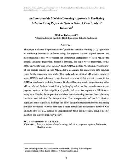 An Interpretable Machine Learning Approach In Predicting Inflation