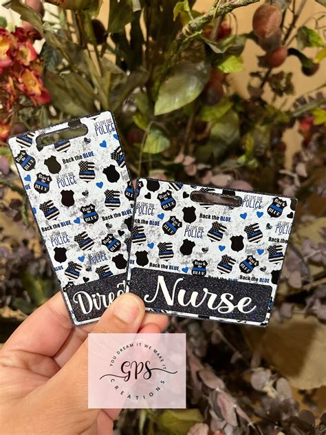 Police Officer Horizontal Badge Buddy ID Holder Back The Blue First Responder Badge Buddy