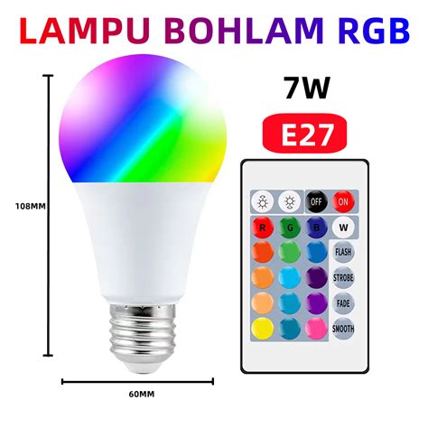 LAMPU BOHLAM LED RGB BERUBAH WARNA REMOTE CONTROL ORIGINAL LAMPU HIAS WARNA WARNI LAMPU KAMAR