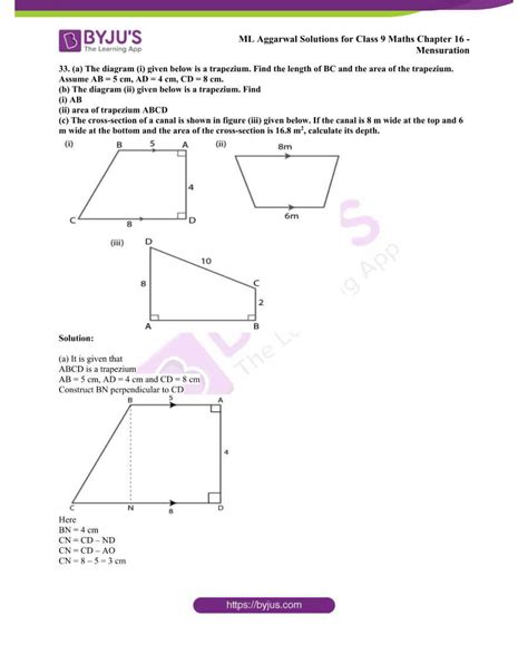 ML Aggarwal Solutions For Class 9 Maths Chapter 16 Mensuration Access PDF