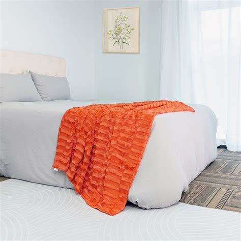 Home Soft Things Saga Double Sided Faux Fur Throw Burnt Orange 50