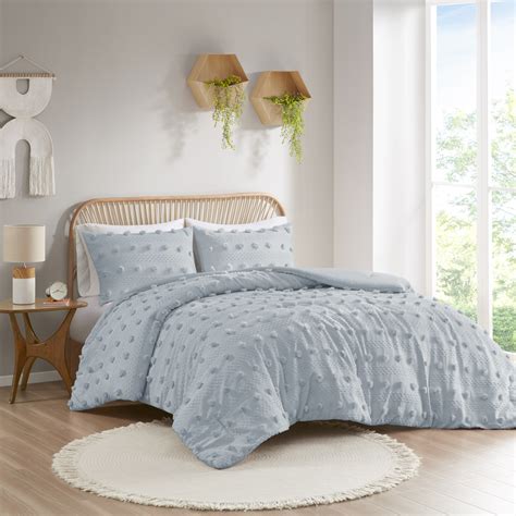 Lucy Clip Jacquard 3 Piece Full Queen Comforter Set In Blue By Olliix