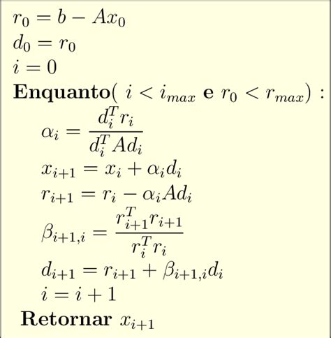 4 Pseudocódigo Da Execução Iterativa Do Método Do Gradiente Conjugado Download Scientific