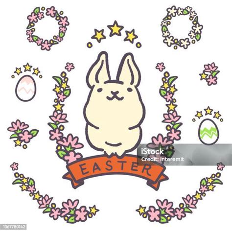 재미있는 캐릭터 부활절 토끼와 달걀 꽃 프레임 벡터 일러스트 귀여운에 대한 스톡 벡터 아트 및 기타 이미지 귀여운 기독교 꽃 식물 Istock
