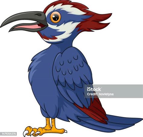 Dessin Animé Mignon Doiseau Pic Sur Fond Blanc Vecteurs Libres De