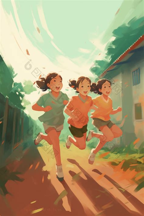 美好童年儿童农村插画图片 包图网