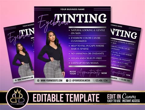 Eyebrow Threading Editable Flyer Template Instagram Social Media Microblading Ombre Eyebrow