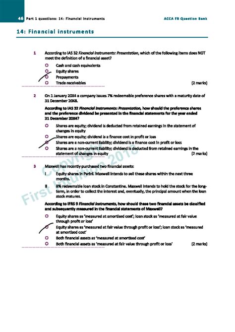 Acca Fr Question Bank Financial Instruments Mcqs And Answers Studocu