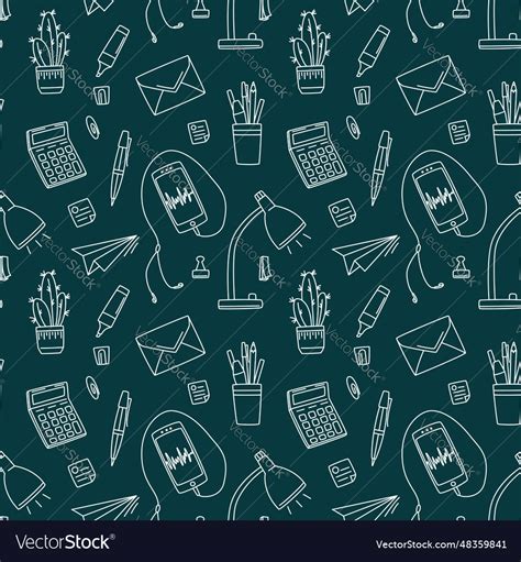 Workspace Seamless Pattern With Lamp Smartphone Vector Image