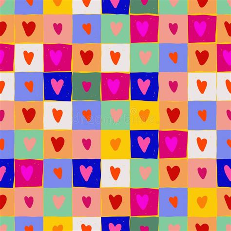 Seamless Vector Checkered Pattern Hand Drawn Checkerboard With