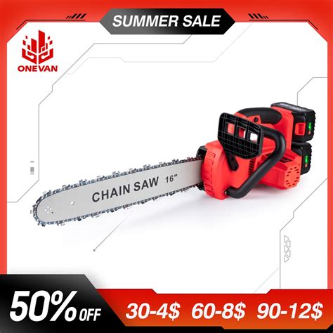 Onevan 브러시리스 전기 톱 이중 배터리 핀 전기 체인톱 목공 전동 공구 마키타 18v 배터리용 16 인치 7980w Aliexpress