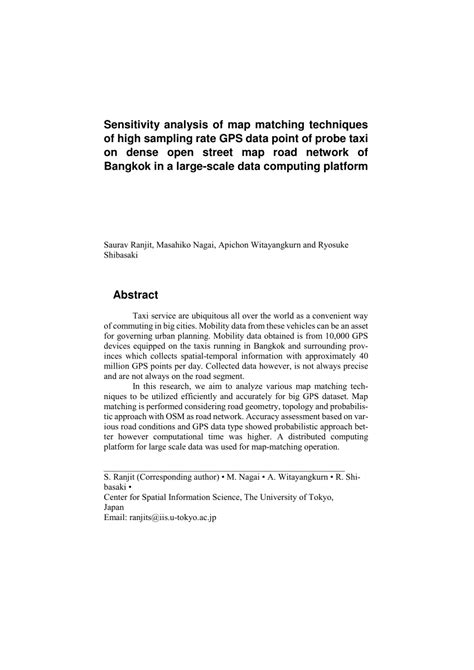 Pdf Sensitivity Analysis Of Map Matching Techniques Of High Sampling Rate Gps Data Point Of
