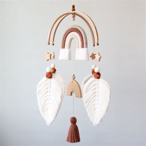 Macrame Baby Mobile Boho Nursery Decor Rainbow Mobile For Etsy