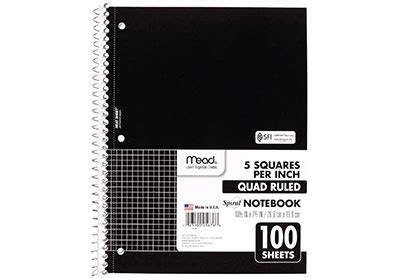 Mead 1 Subject Graph Ruled Spiral Notebook 100 Sheet