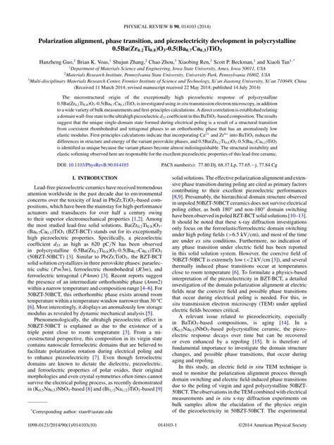 pdf polarization alignment phase transition and piezoelectricity