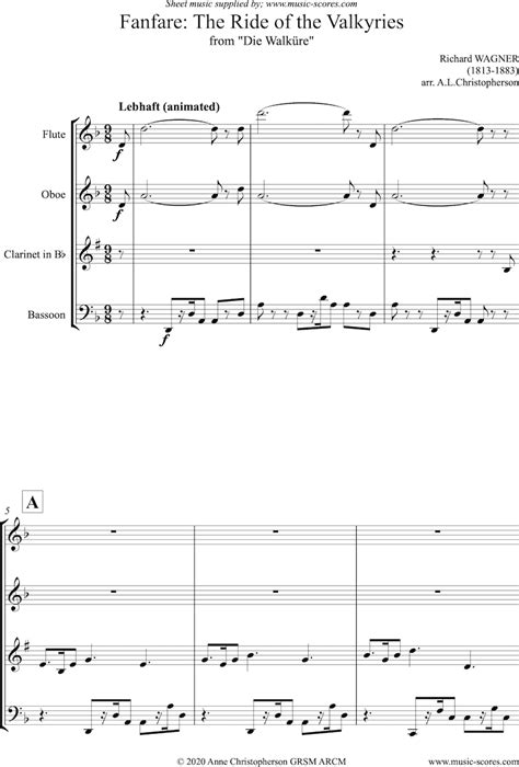 Wagner Ride Of The Valkyries Fanfare Wind Quartet Classical Sheet Music