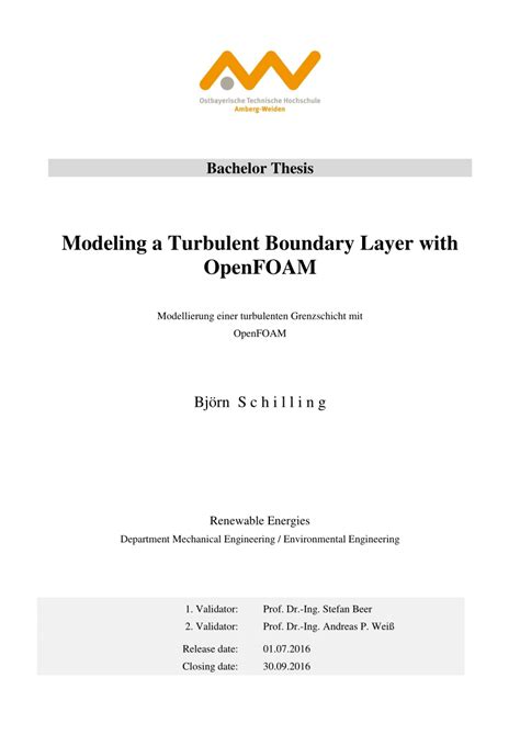 Pdf Modeling A Turbulent Boundary Layer With Openfoam