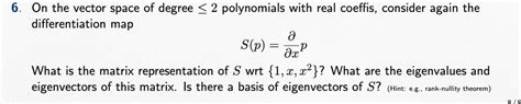 Solved On The Vector Space Of Degree 2 Polynomials With Chegg Com