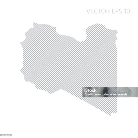 Striped Map Of Libya Vector Abstract Libya Map With Gray Diagonal Lines