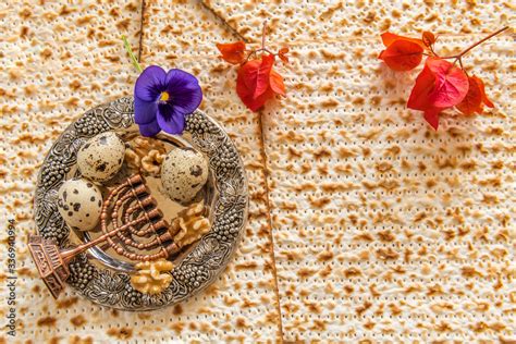 Main Attributes For Pesah Celebration Image Symbolizing Jewish