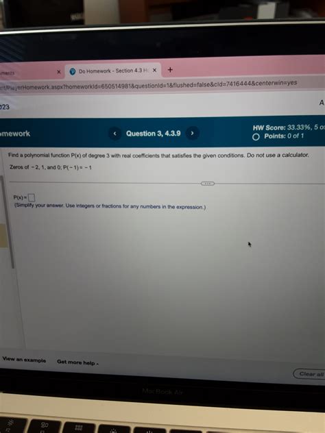 solved find a polynomial function p x of degree 3 with real