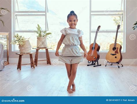 Girl Dance And Ballet In Home Portrait For Training Lesson Or Class