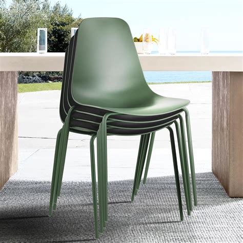 Outdoor Dining Chairs Set Of 4 Plastic Stackable Patio