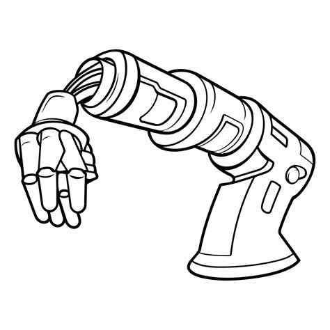 Mano De Robot Con Icono De Arma Ilustración Resumida De La Mano De