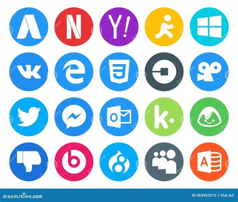 20 Social Media Icon Pack Including Kik Messenger Css Tweet