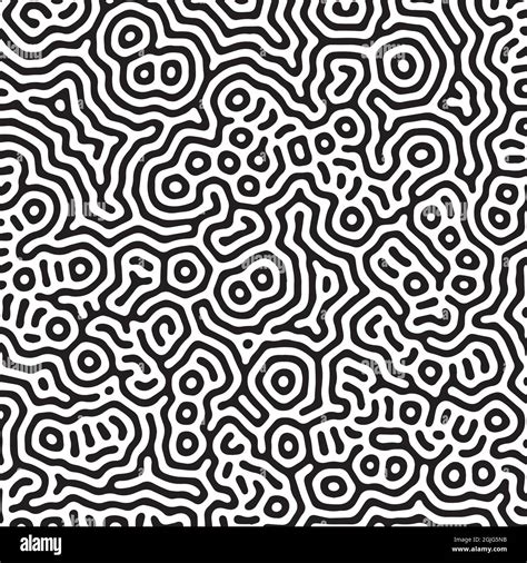 Vector Black And White Organic Rounded Lines Pattern Biology Turing