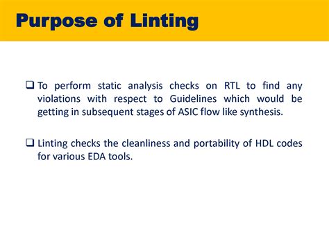 q8 lint ppt vlsi