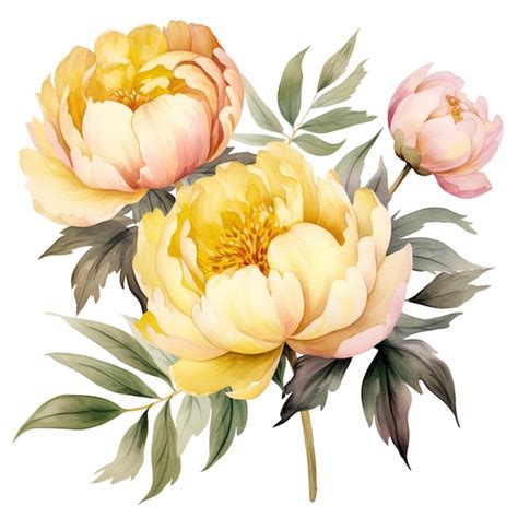 Premium PSD Beautiful Watercolor Peony Flowers