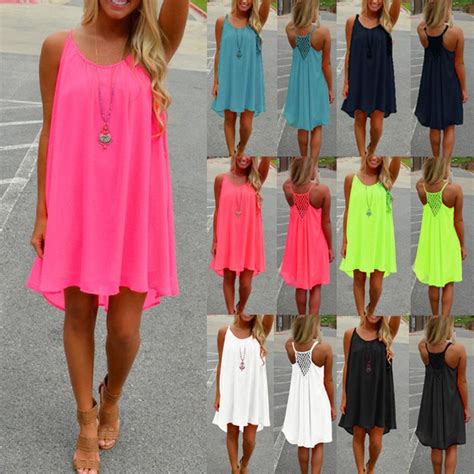 Sexy Women Summer Casual Sleeveless Evening Party Beach Dress Short